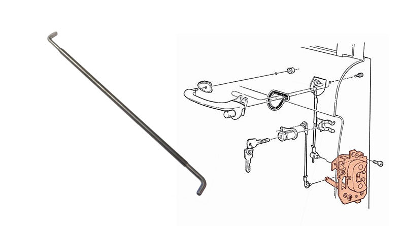 Door Rod, Driver or Passenger (Key/Latch), 1968-77 Ford Bronco