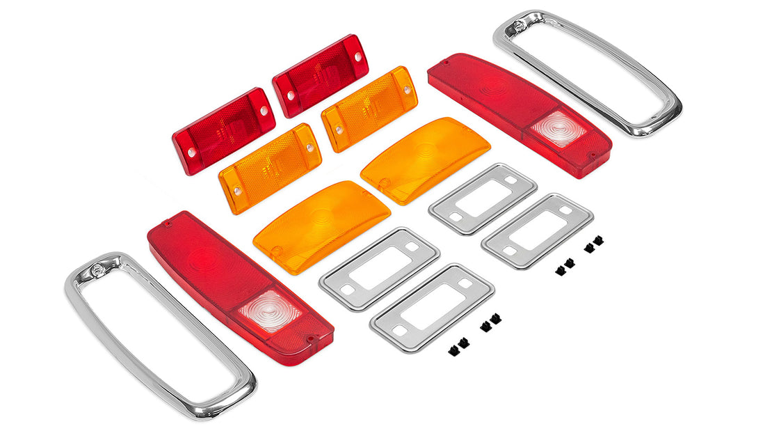 Complete Deluxe Outer Lens & Bezel Kit, 1970-77 Ford Bronco