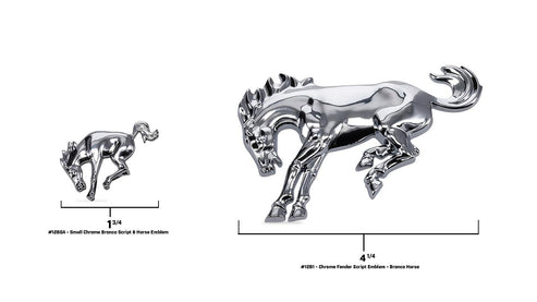 Bronco Script & Horse Emblem Set, Chrome, Adhesive-Backed