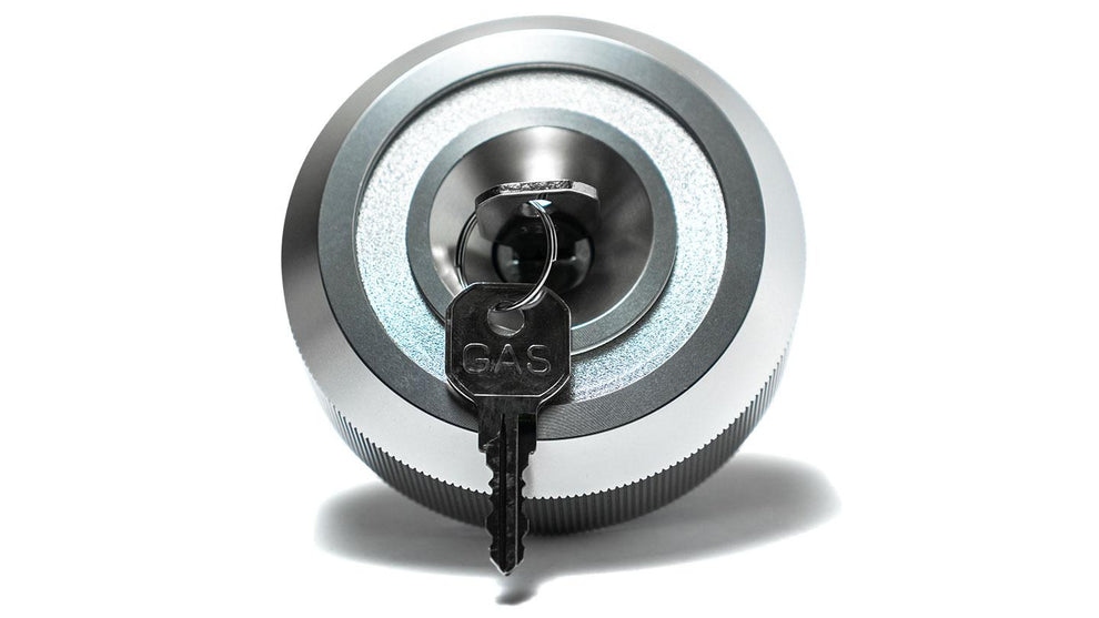 Locking Billet Aluminum Fuel Cap - Short or Long Reach, Silver